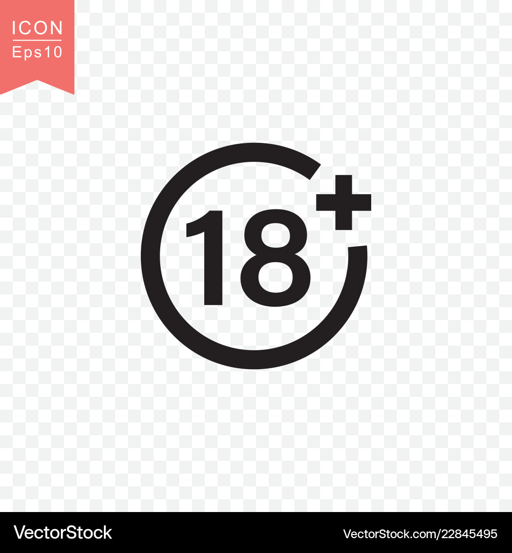 Plus 18 years movie icon simple flat style Vector Image
