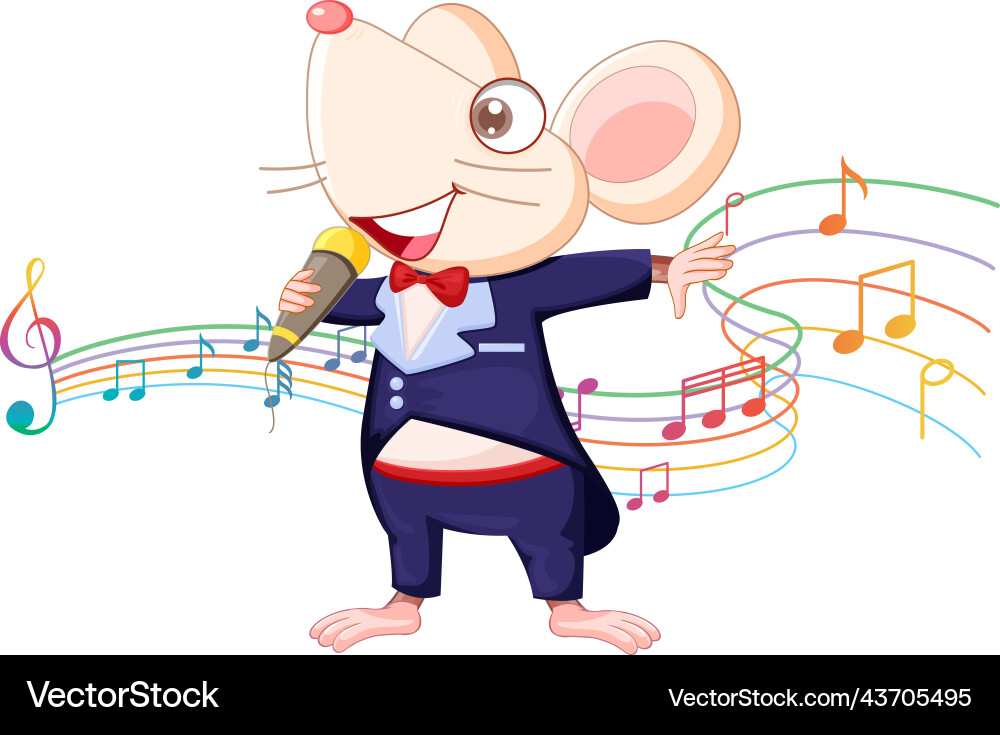 Rat singer cartoon character on white background Vector Image