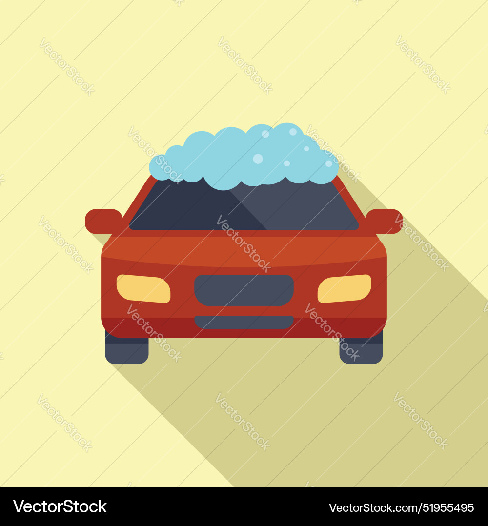 Red car getting washed with soap suds on top Vector Image
