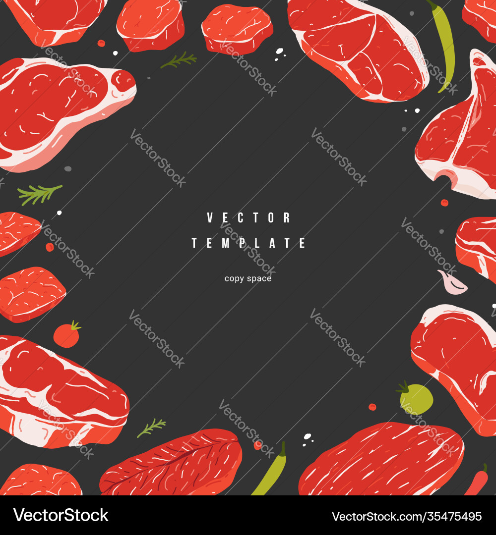 Steak frame border template Royalty Free Vector Image