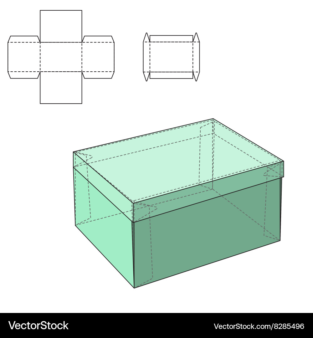 Box die line template Royalty Free Vector Image