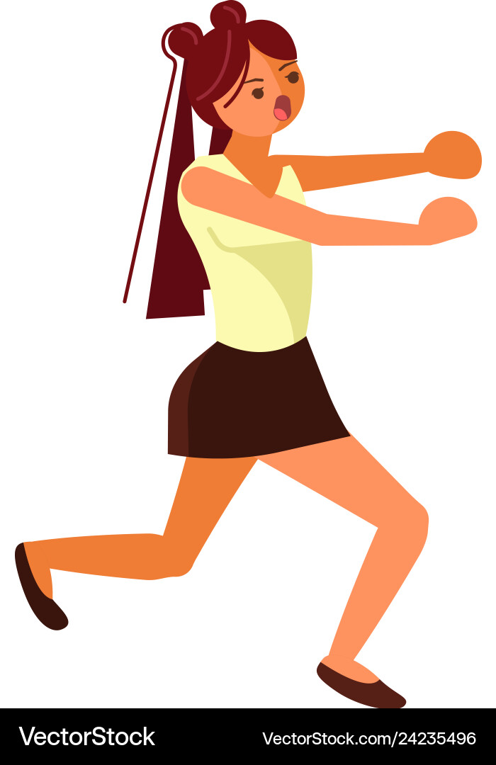 Female cartoon character chasing someone Vector Image