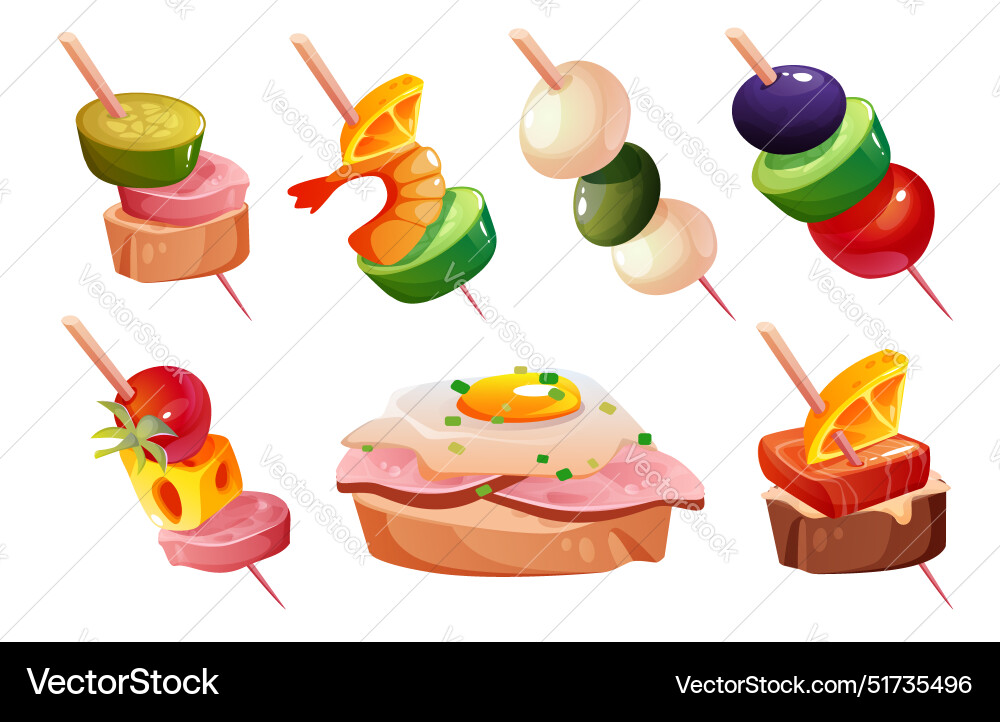 Finger food for buffet menu - canape appetizer Vector Image
