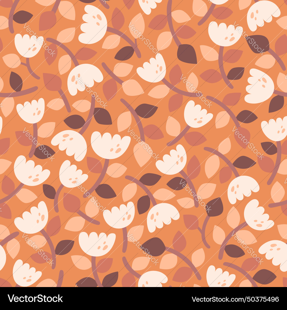 Flat flowers seamless pattern Royalty Free Vector Image