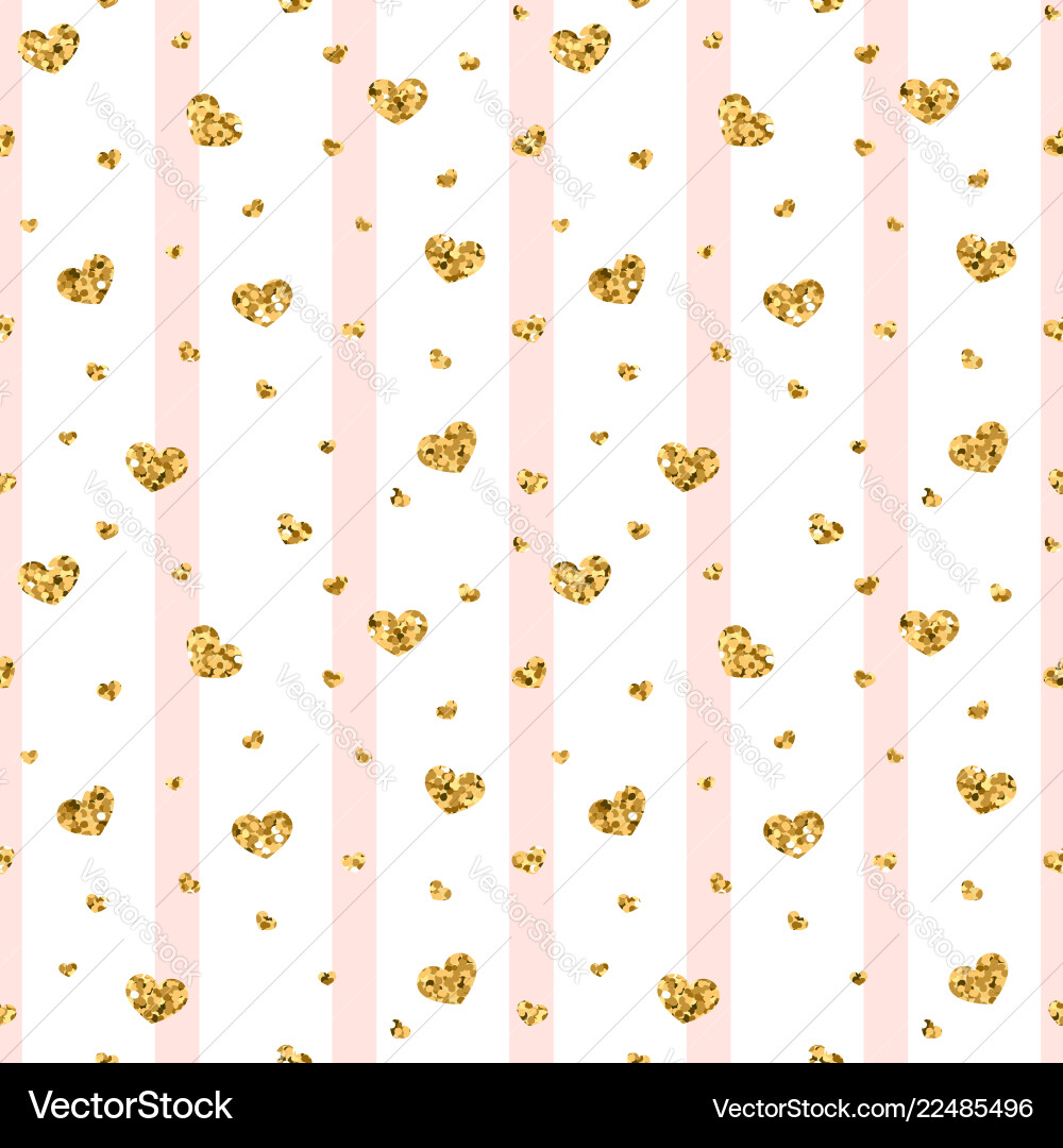Gold heart seamless pattern pink-white geometric Vector Image