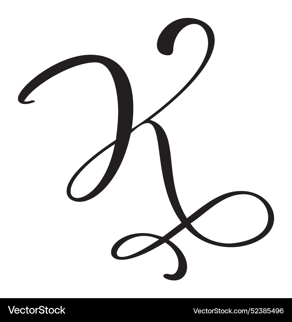 Hand drawn calligraphy letter capital k Royalty Free Vector