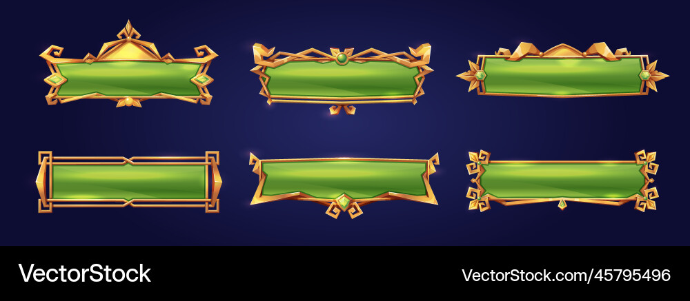 Medieval green buttons ui game menu elements Vector Image