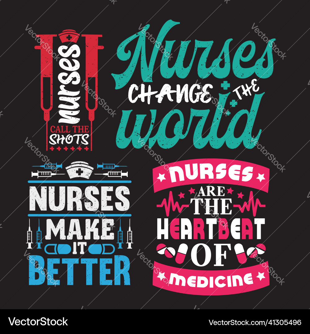 Nurse typographic lettering quotes design bundle Vector Image