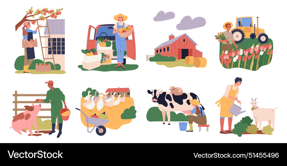 Set of people farm workers Royalty Free Vector Image