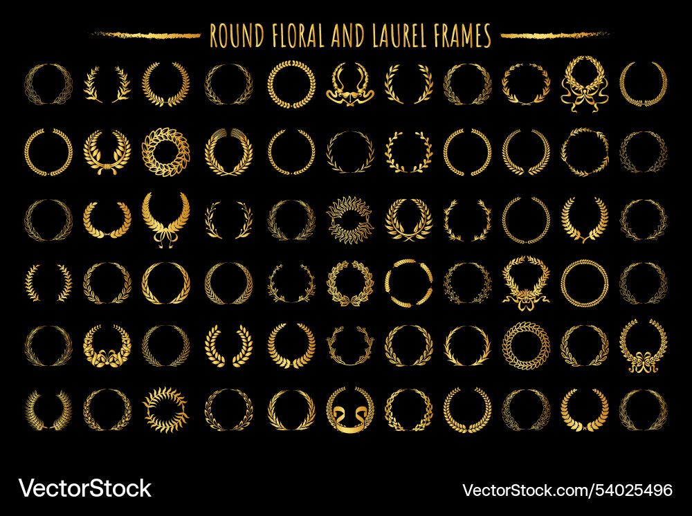 Various round floral and laurel frames set Vector Image