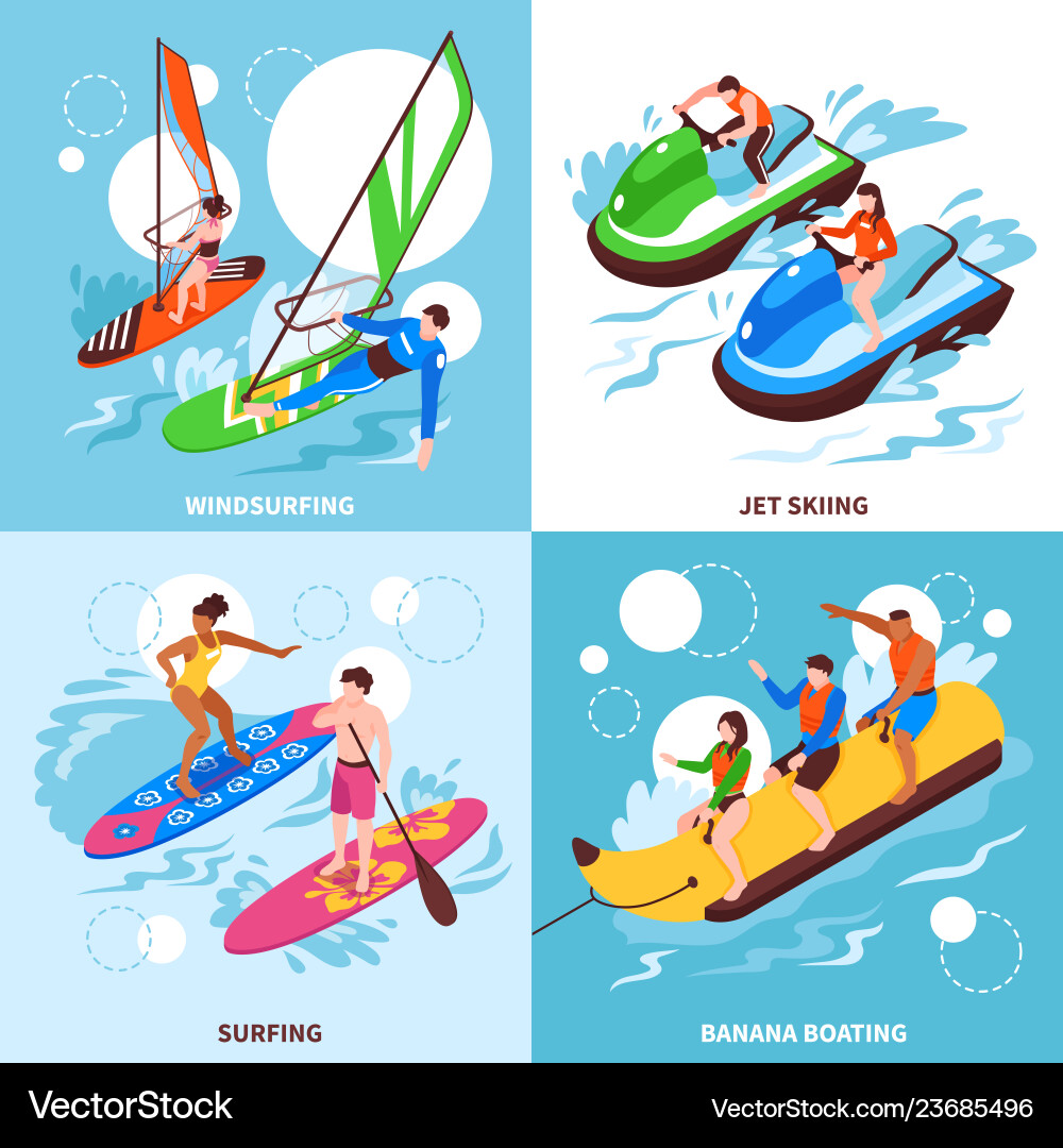 Water sport 2x2 design concept Royalty Free Vector Image