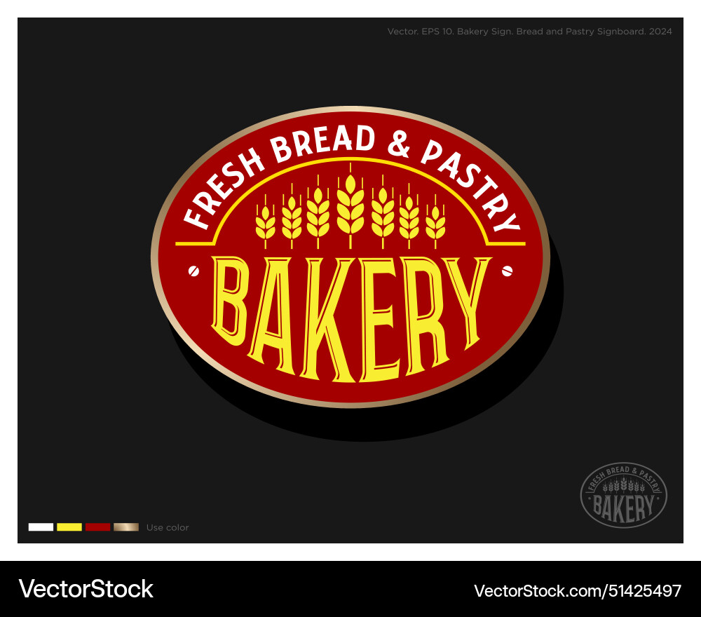 Bakery logo bread pastry sign lettering spikelets Vector Image