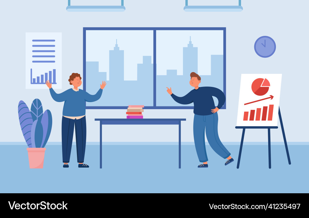 Business partners fighting over presentation Vector Image