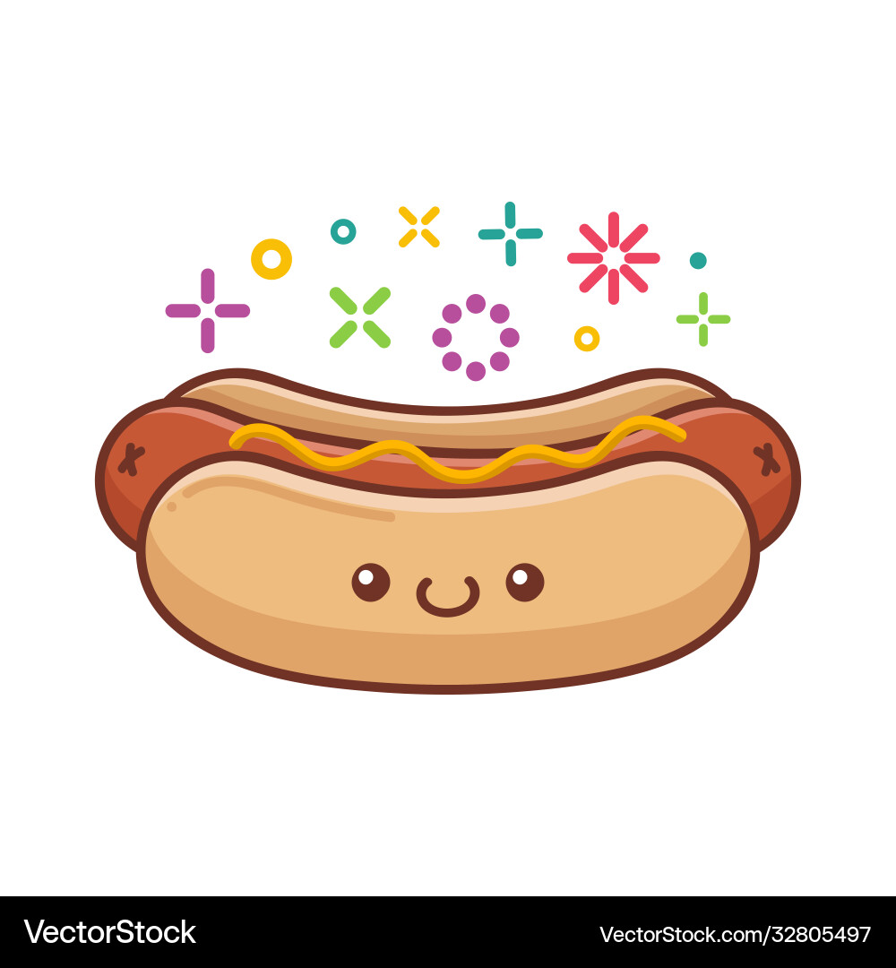 Cute Kawaii Hot Dog Icon Royalty Free Vector Image