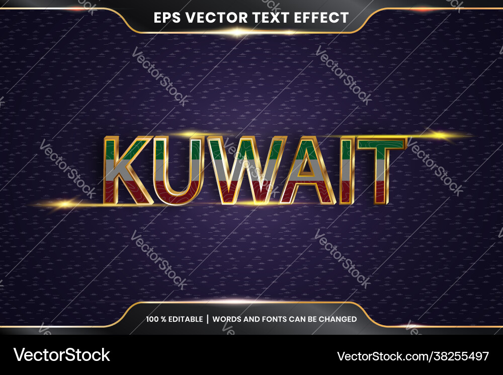 Editable text effect - kuwait with its national Vector Image