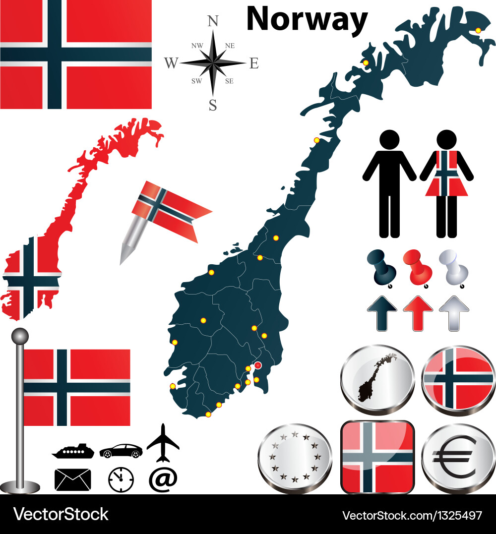 Map of norway Royalty Free Vector Image - VectorStock