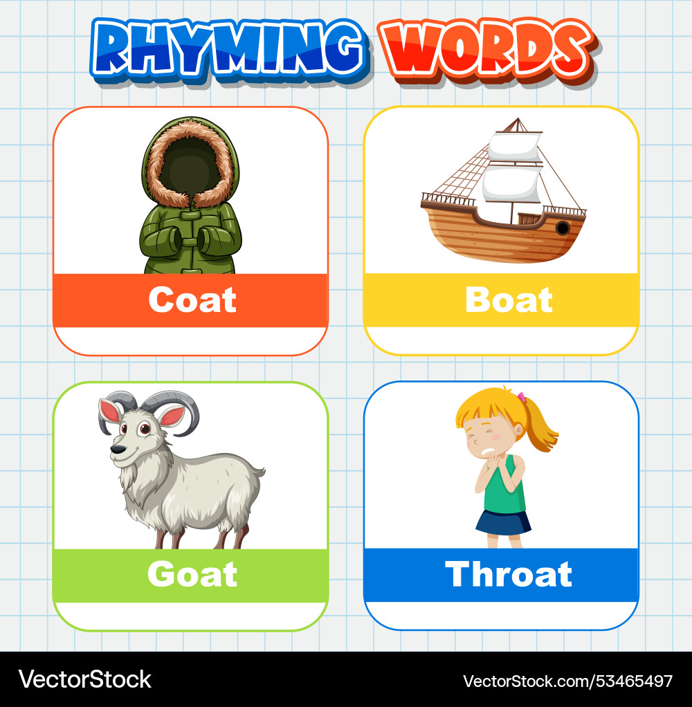 Rhyming words with images Royalty Free Vector Image
