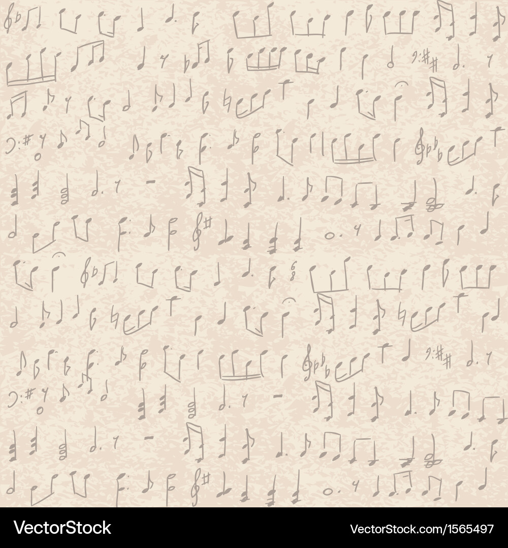 Seamless old paper texture with music notes Vector Image