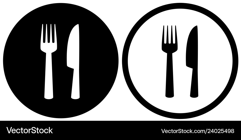 Black restaurant sign with fork and knife Vector Image