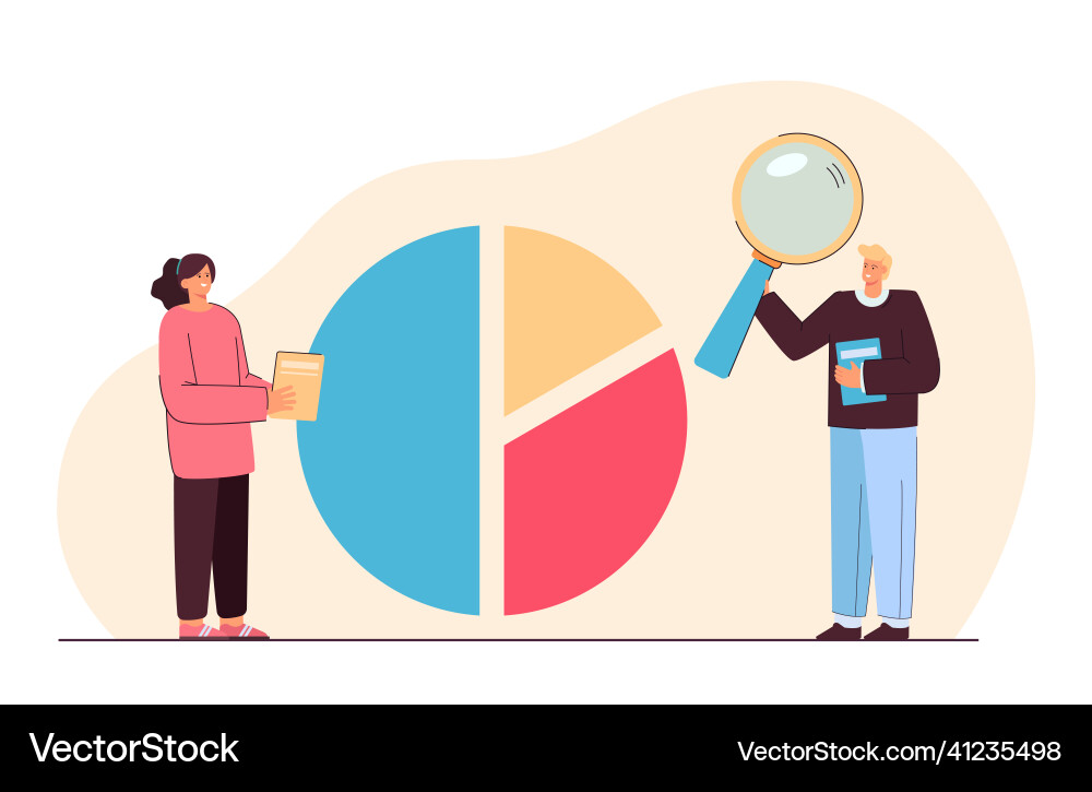 Business people analyzing pie chart statistics Vector Image