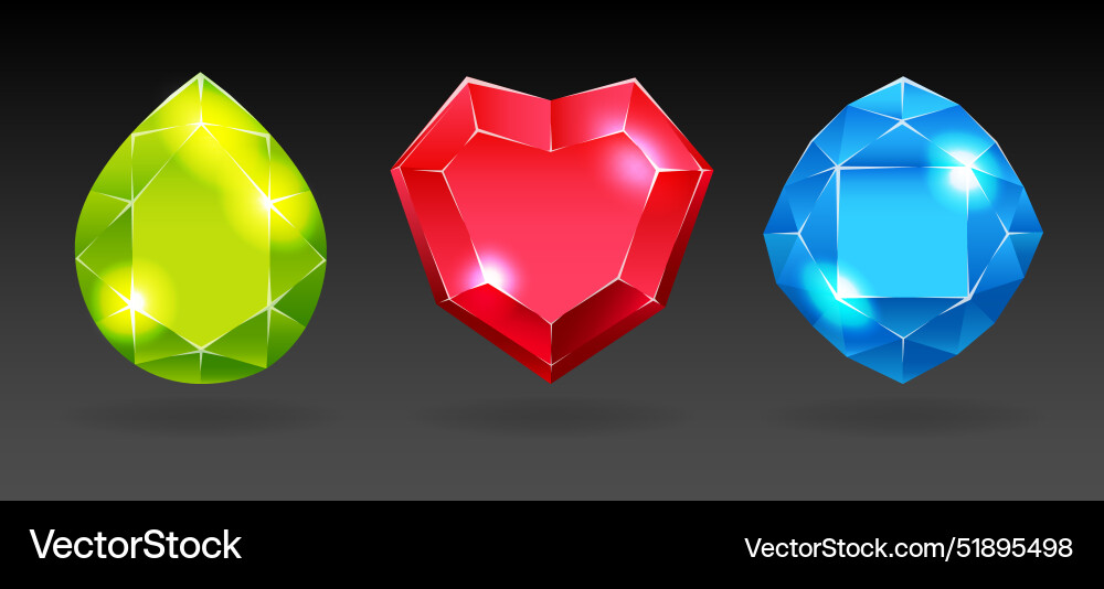 Cartoon 3d gems Royalty Free Vector Image - VectorStock