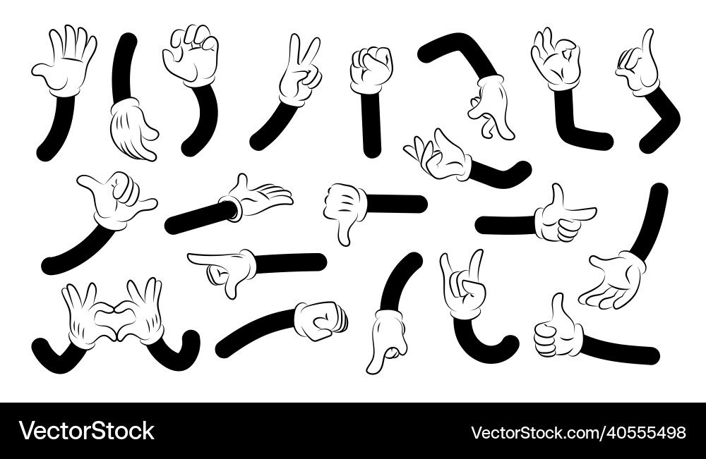 Cartoon arms doodle human character hands Vector Image