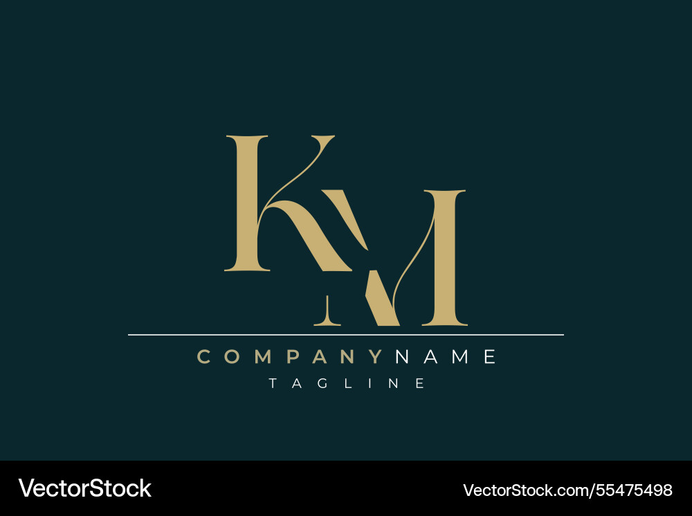 Km abstract logo design Royalty Free Vector Image