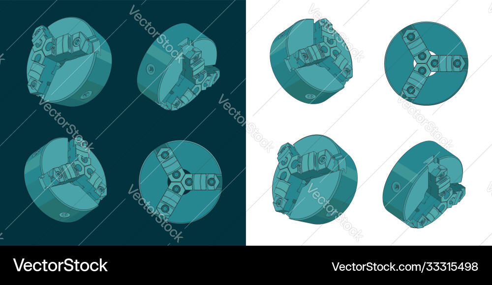 Lathe chuck color drawings Royalty Free Vector Image