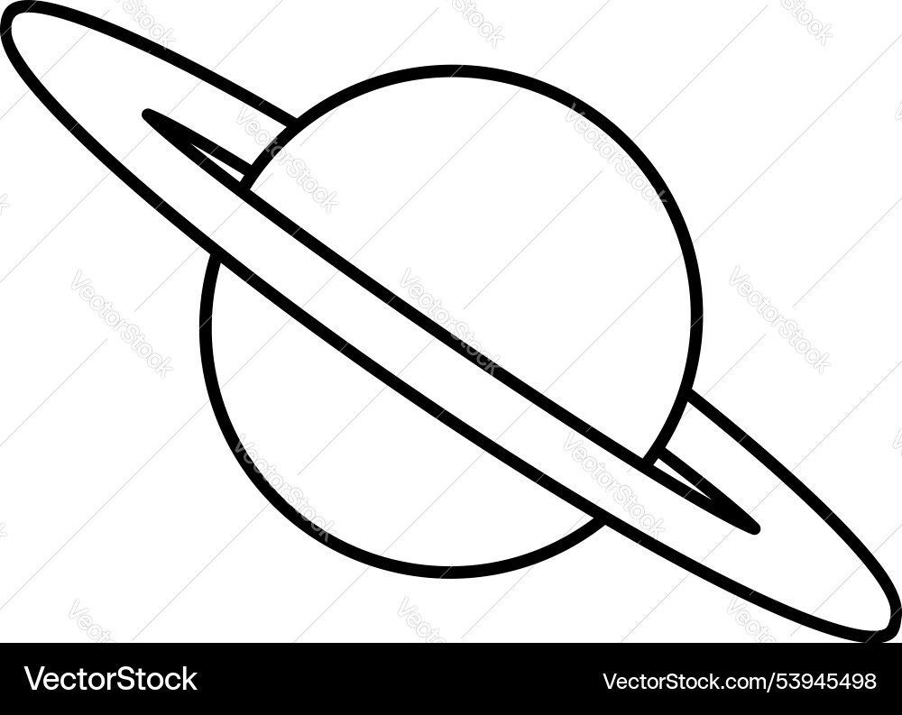 Planet with ring in outline style Royalty Free Vector Image