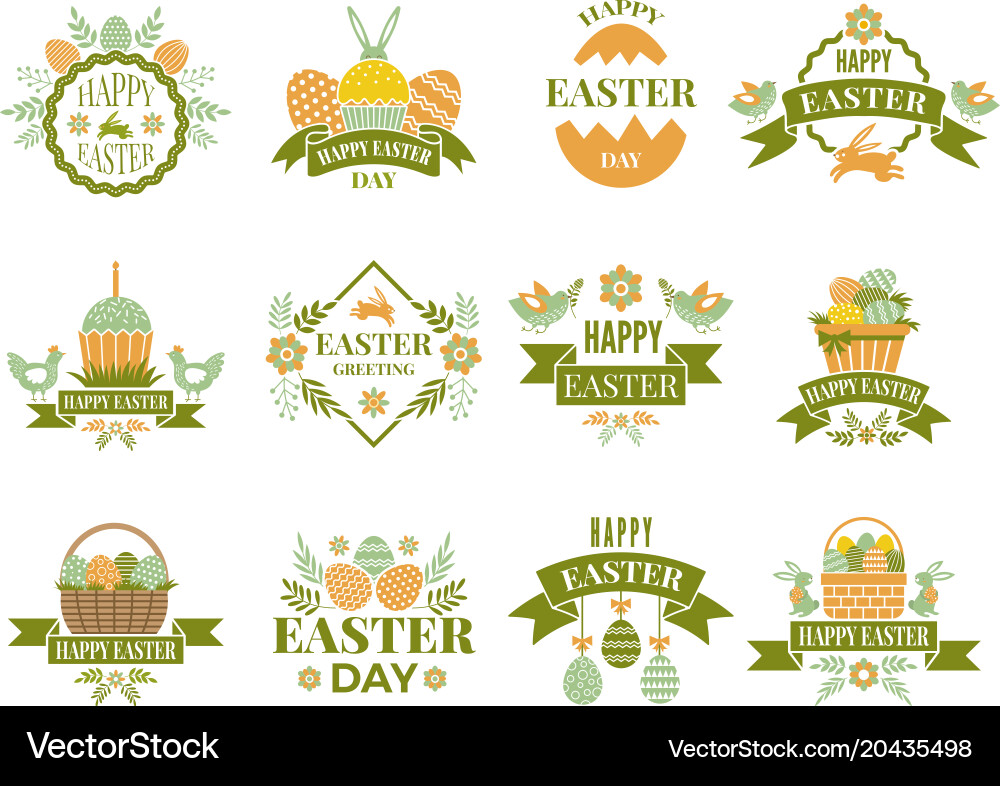 Set of vintage labels and badges easter theme Vector Image