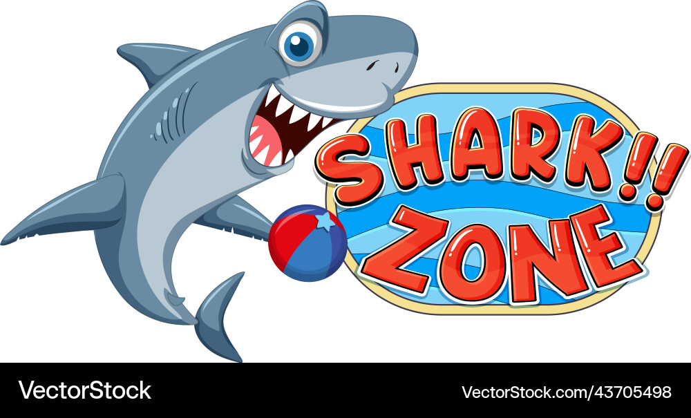 Shark zone icon with cartoon character Royalty Free Vector