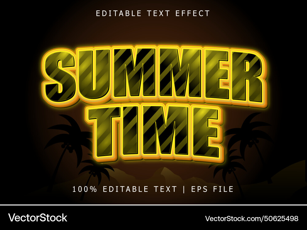 Summer time editable text effect 3 dimension Vector Image