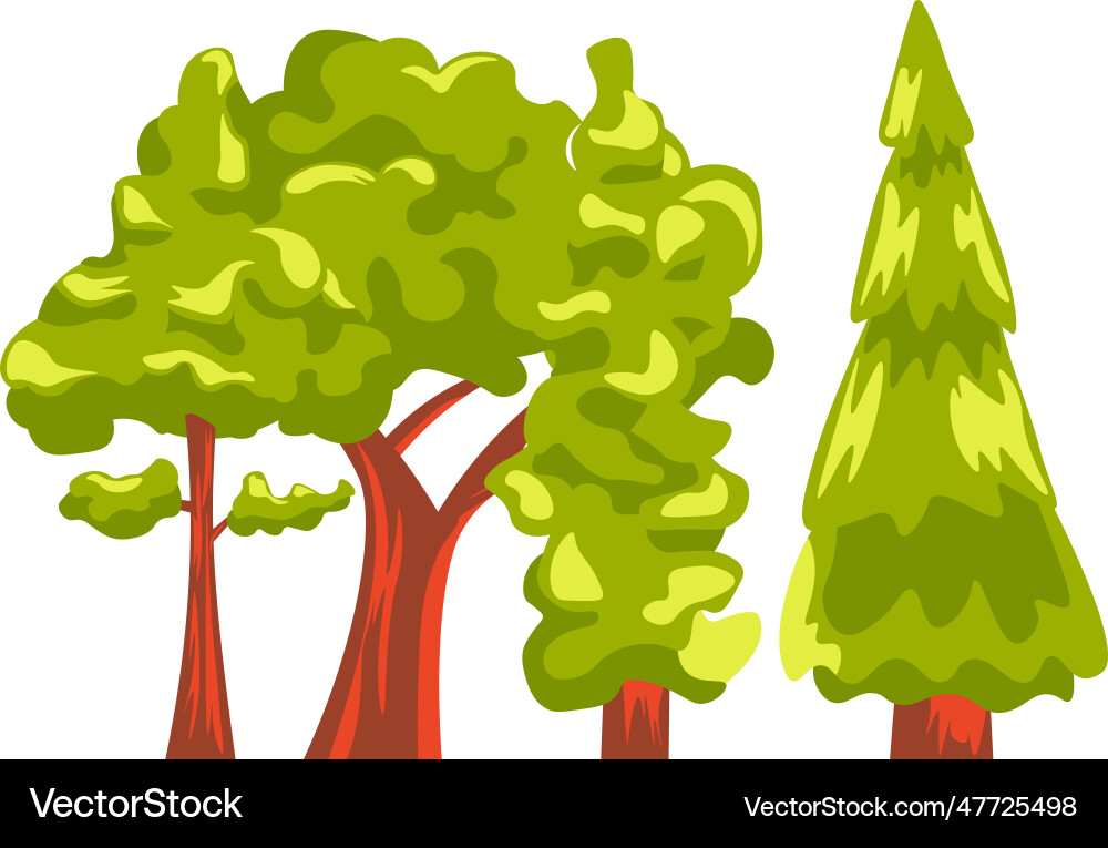 Trees in forest or woods nature vegetation Vector Image