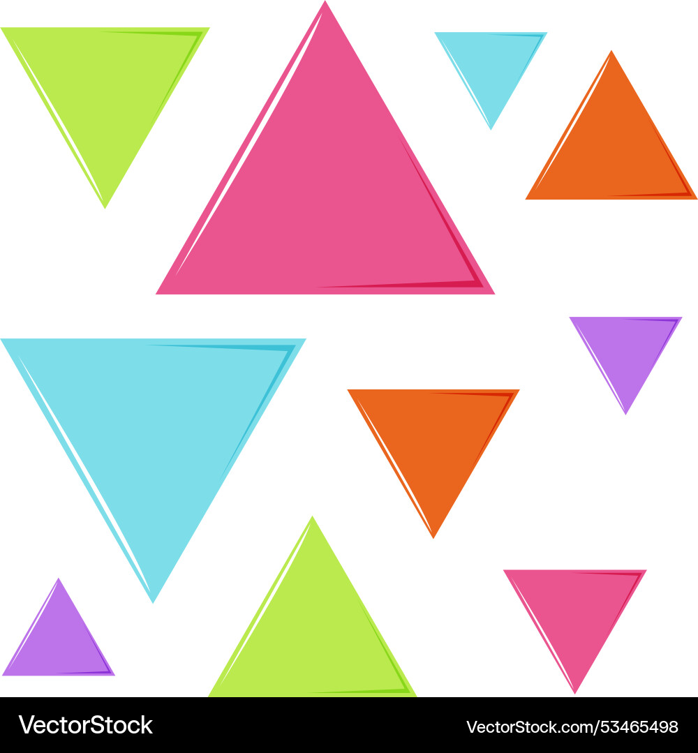 Vibrant triangles in various colors and sizes Vector Image