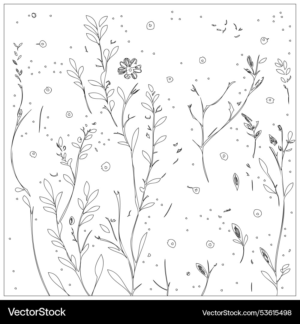 Wildflowers flower pattern outline sketch Vector Image