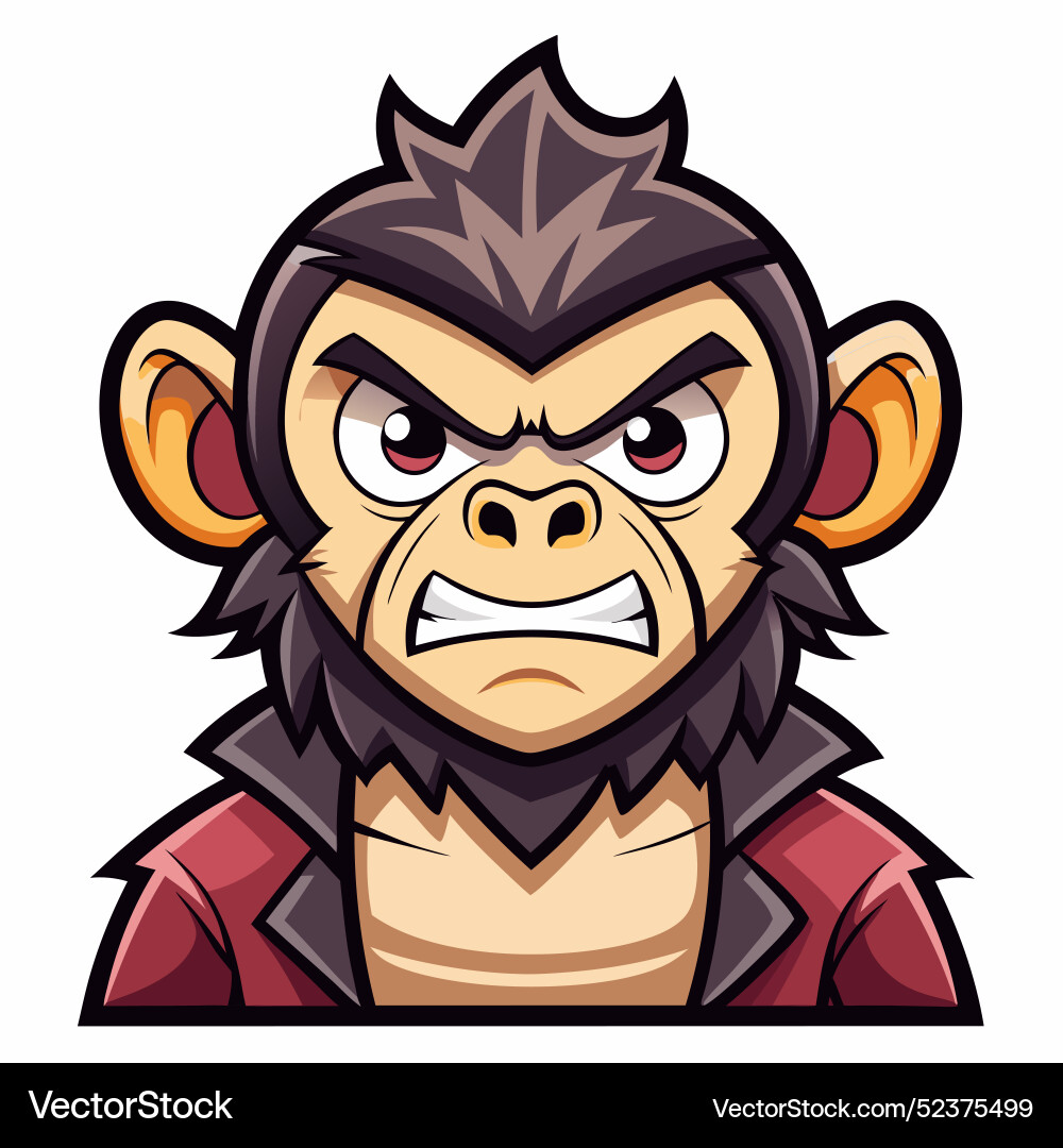 Chimpanzee monkey angry kawaii Royalty Free Vector Image
