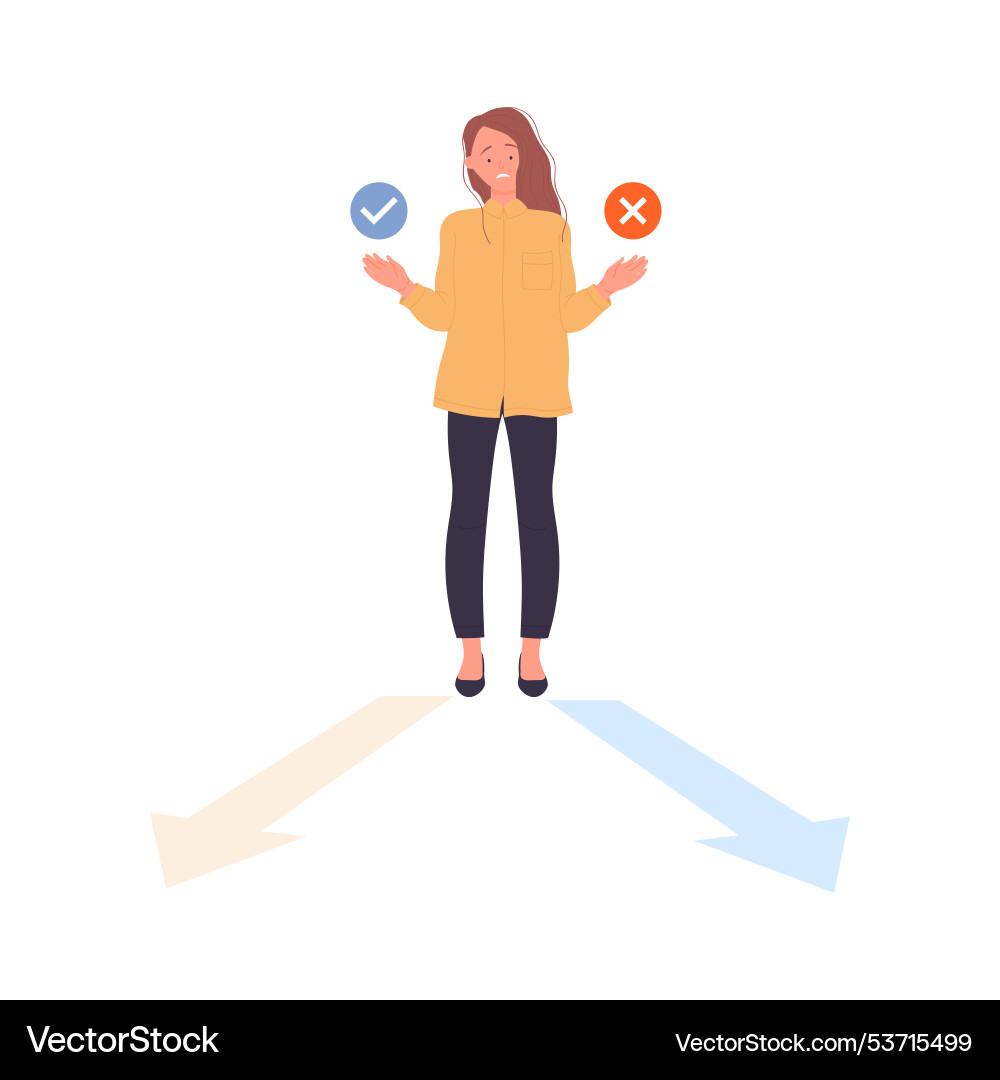 Choosing Between Options - Checkmark & Cross Vector Image