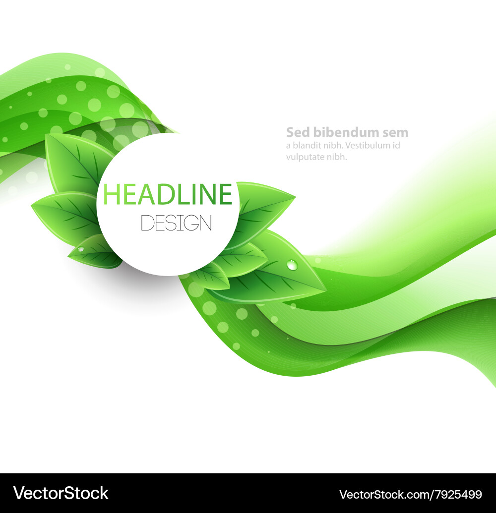 Eco leaves and green wave Royalty Free Vector Image