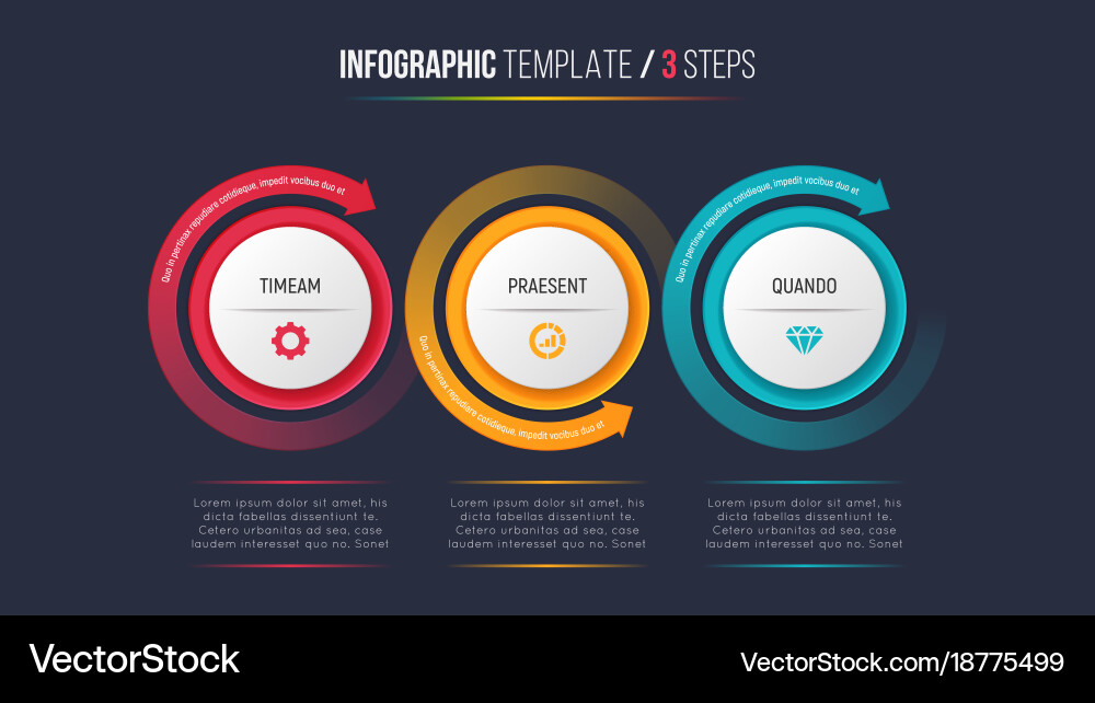 Process Flow Chart - 3 Steps Royalty Free Vector Image