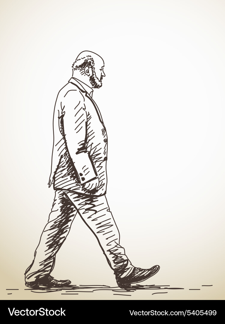 Walking old man Royalty Free Vector Image - VectorStock