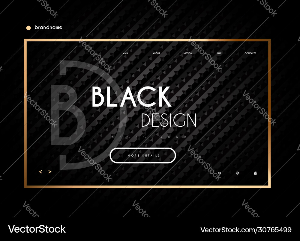 Web page design landing in black and gold – Royalty-Free Vector ...