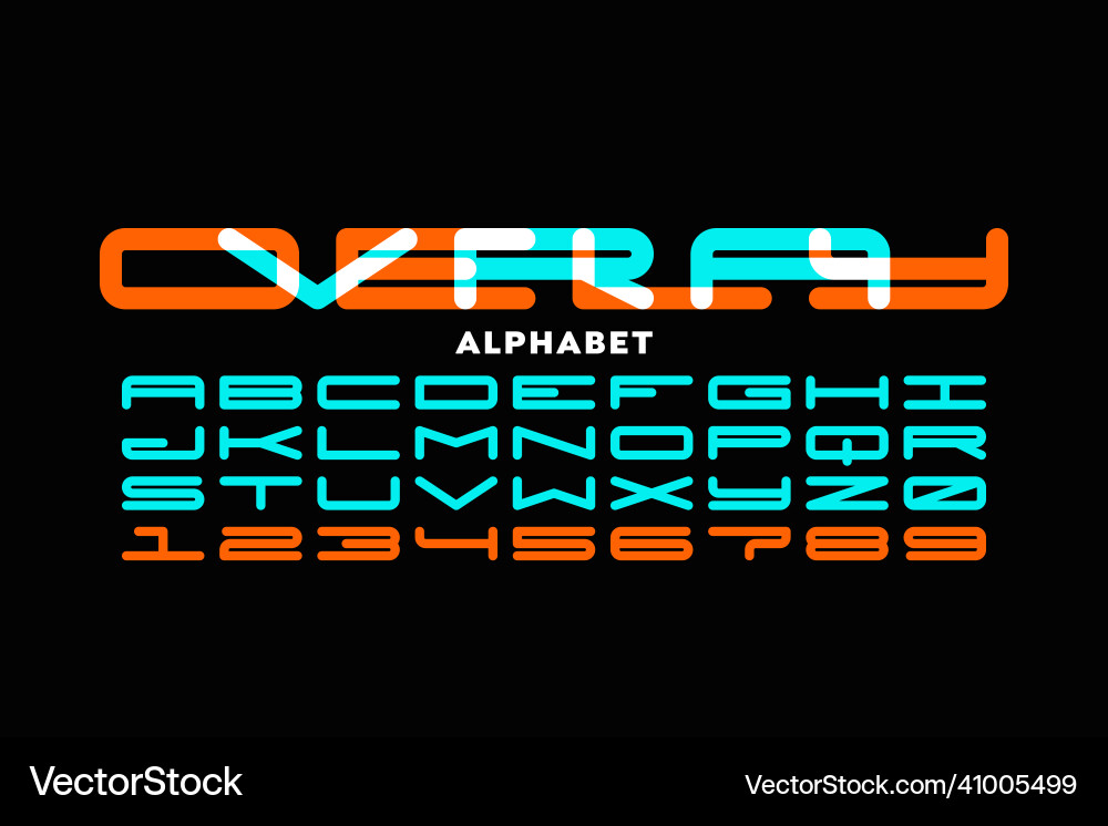 Wide Alphabet Overlay Font Royalty Free Vector Image