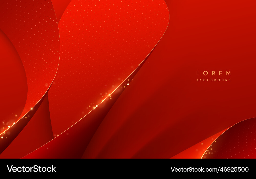 Abstract red background with golden elements Vector Image