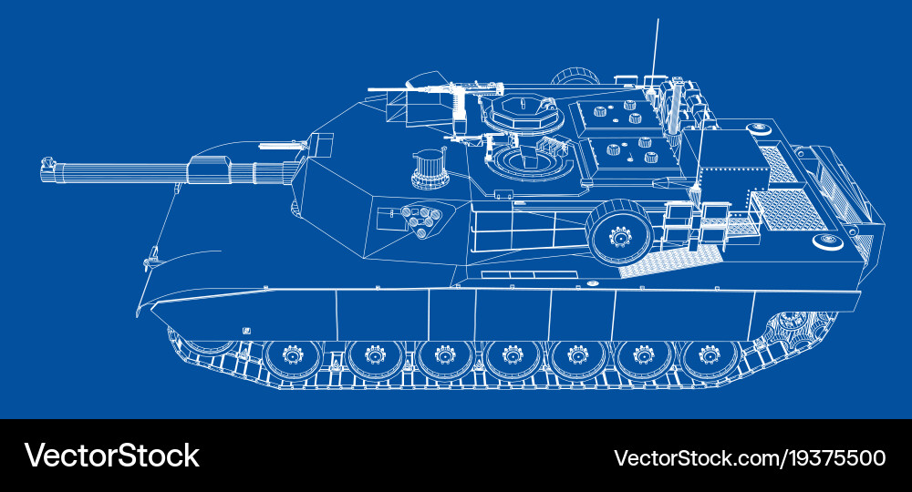 Blueprint of realistic tank Royalty Free Vector Image