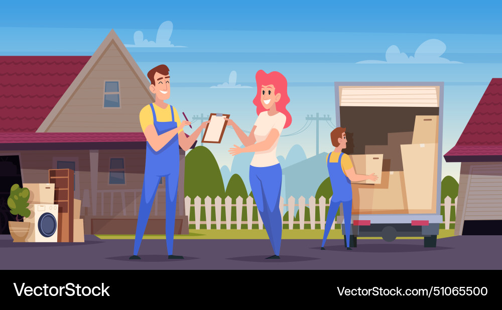 Family moving happy people relocated Royalty Free Vector