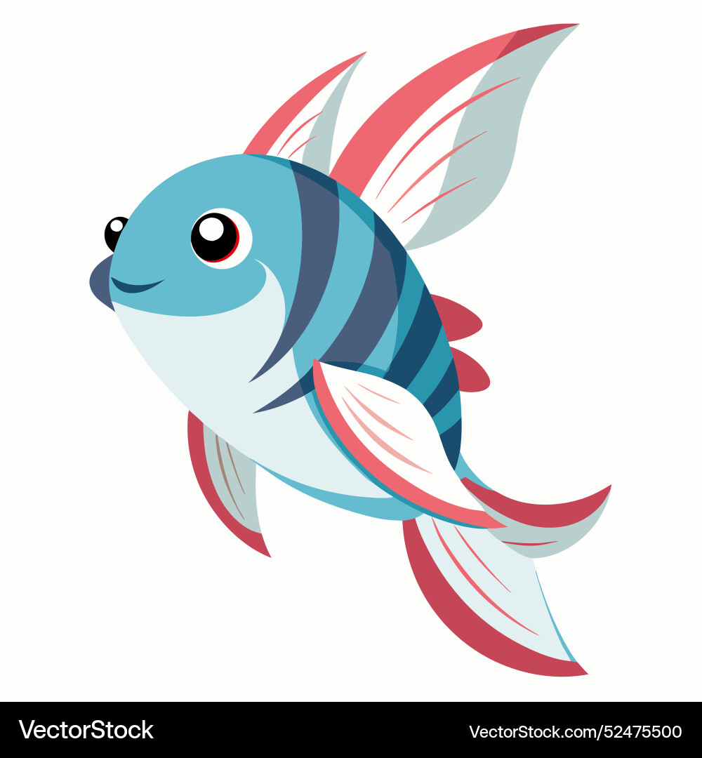 Flying fish looks kawaii Royalty Free Vector Image