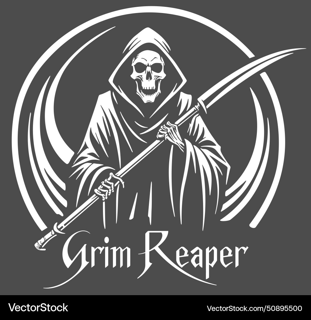 Grim reaper with a scythe Royalty Free Vector Image