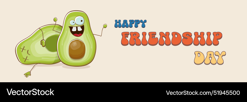 Happy friendship day cartoon comic horizontal Vector Image