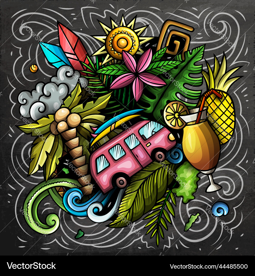 Hawaii cartoon doodle design Royalty Free Vector Image