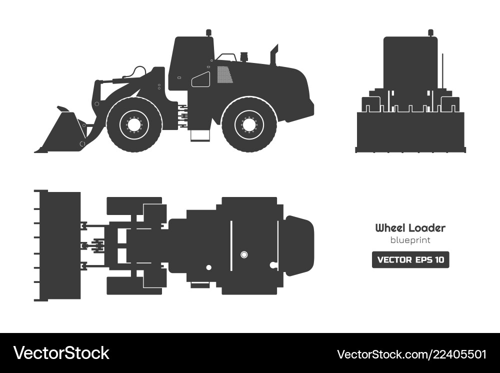 Black silhouette of wheel loader Royalty Free Vector Image